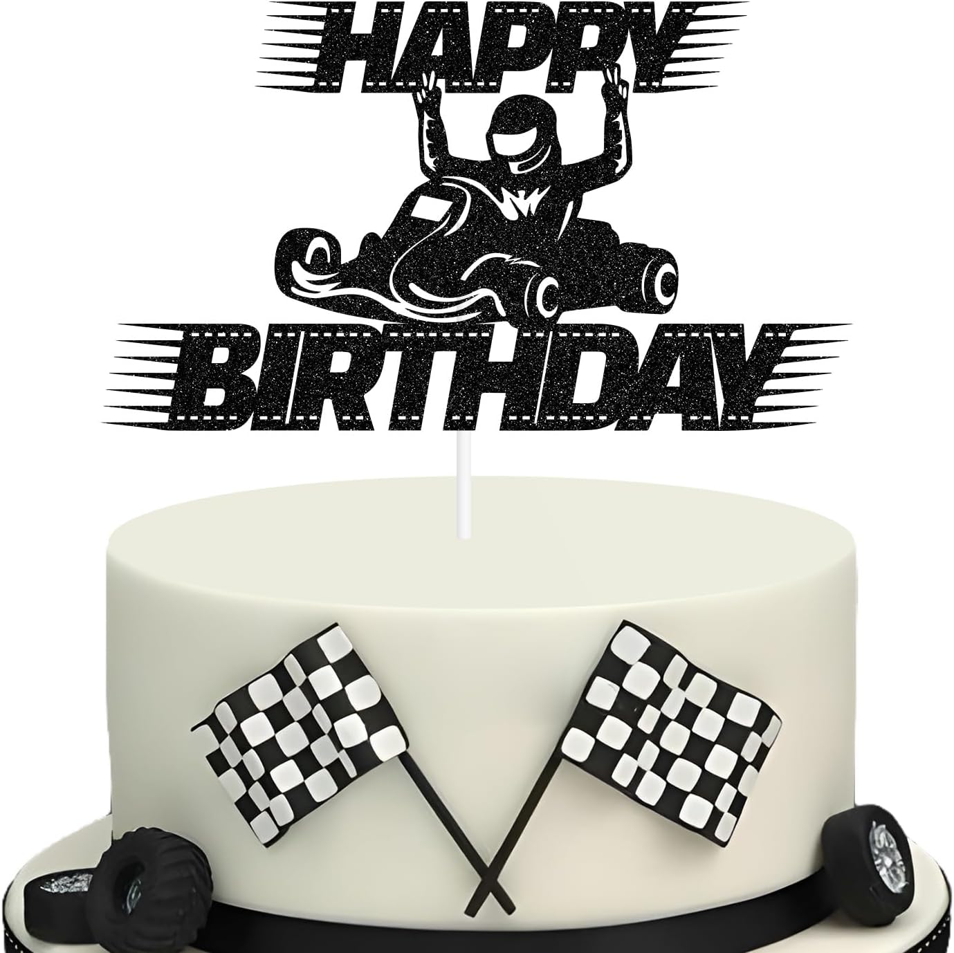 Amazon.com: Racing Car Happy Birthday Cake Topper, Racing Birthday Cake ...