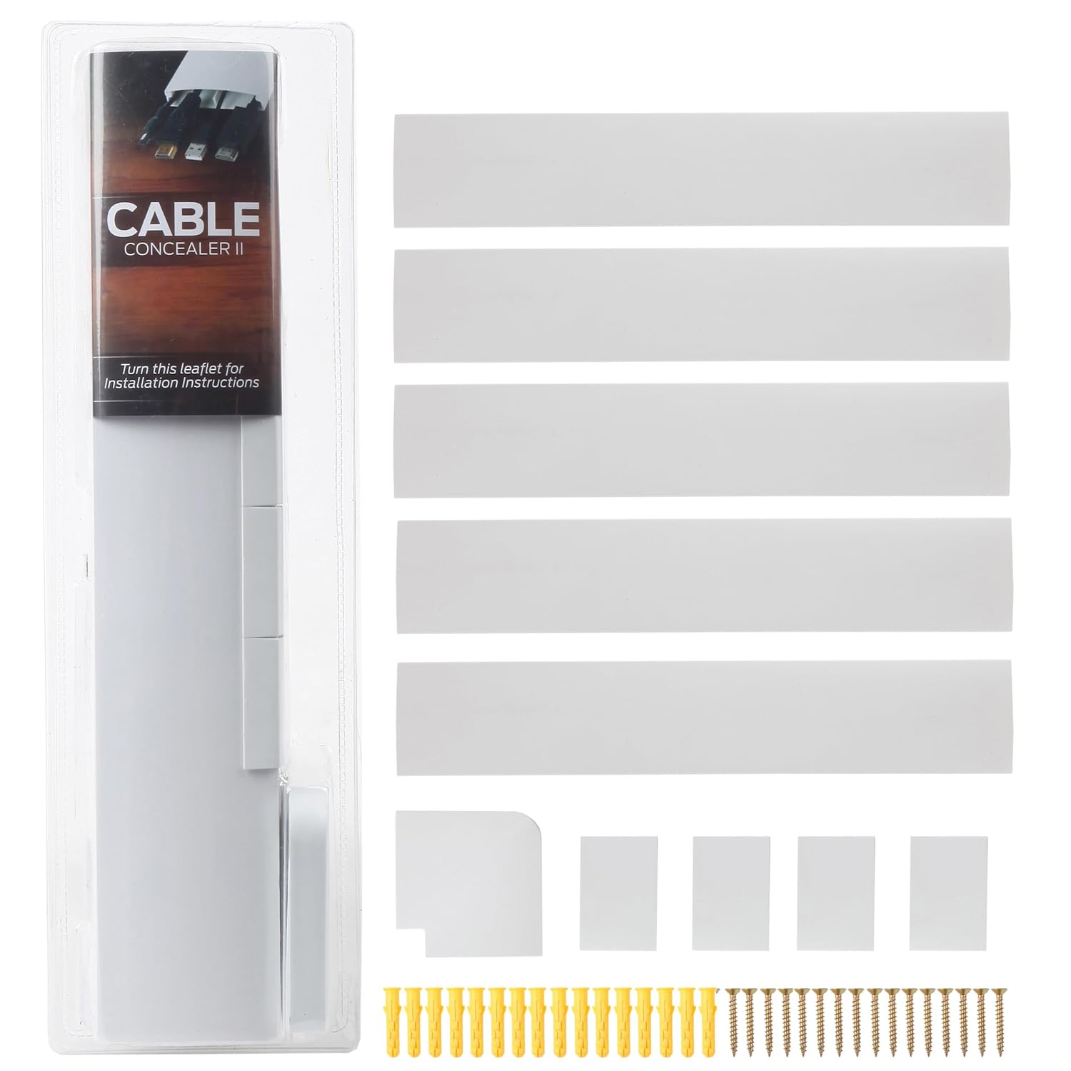 Buy SimpleCord TV Cable Concealer Cord Cover Raceway Kit -5 Channels ...