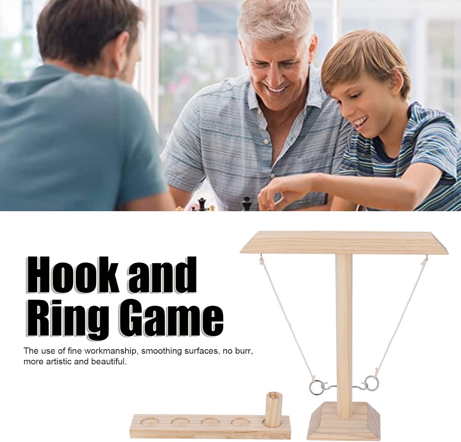 Qcwwy Ring Toss Game, Craggy Games Hooks Ring Toss Wooden Hook and Ring ...