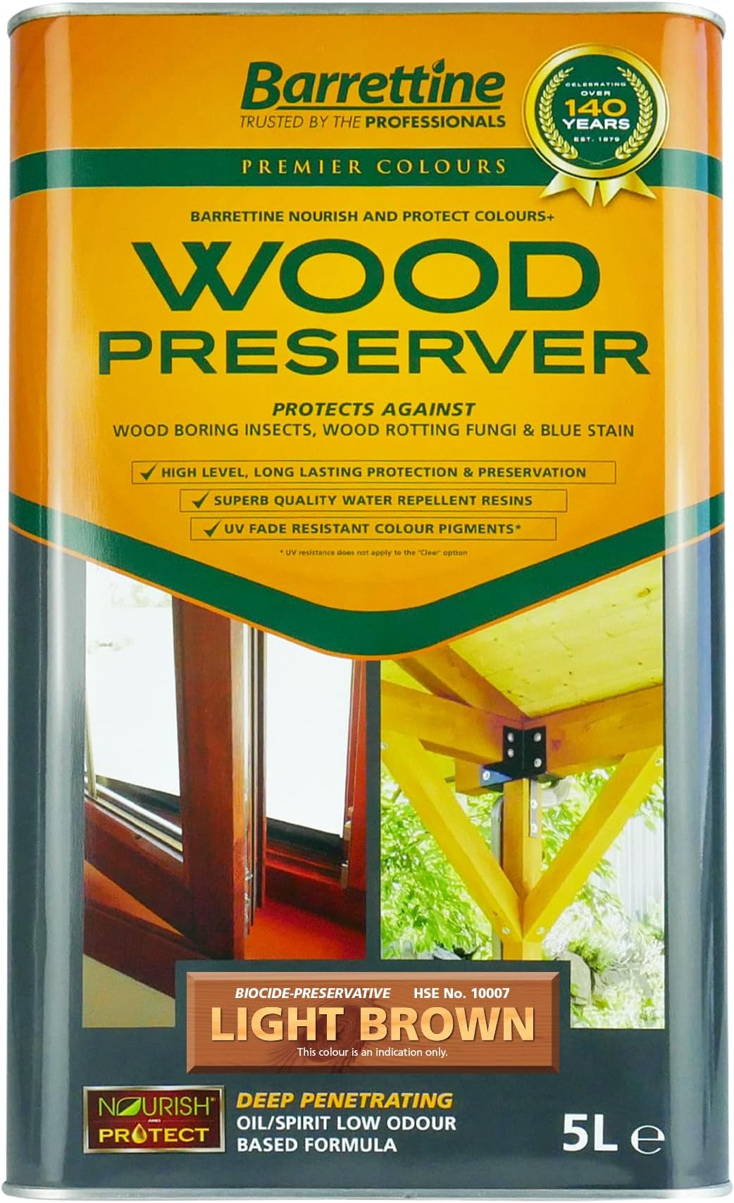 Barrettine Premier Wood Preservative 5L - Golden Brown : Amazon.co.uk ...