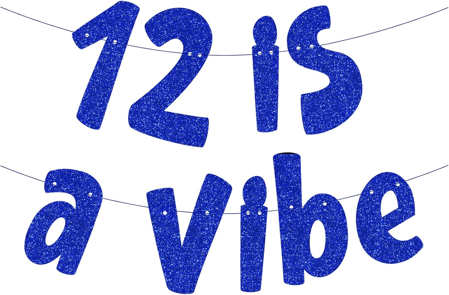 Amazon.com: 12 is a Vibe Banner, Pre-Strung Glitter Blue 12th Birthday ...
