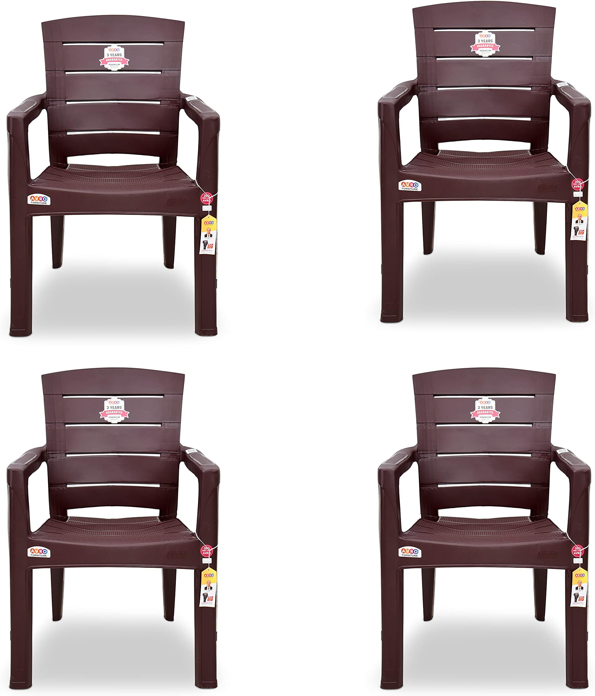 MP Plastic Chair Unbreakable Arm Plastic Chair - 2 Chairs, Black ...