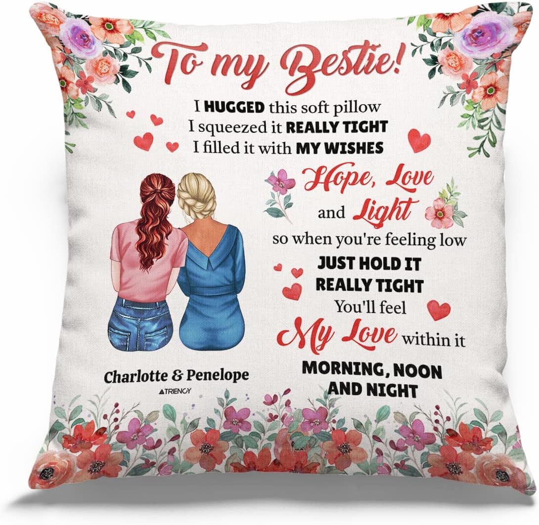 Amazon.com: TRIENCY Personalized Throw Pillow Covers to My Bestie Best ...