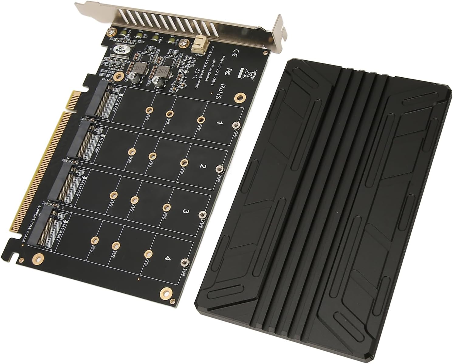 Amazon.com: Quad M.2 NVMe to PCIe Adapter, LED Indicator 32Gbps Stable ...