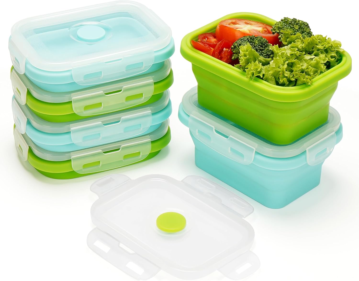 Kurtzy 6er Pack Frischhaltedosen mit Deckel aus Silikon - 350 ml ...