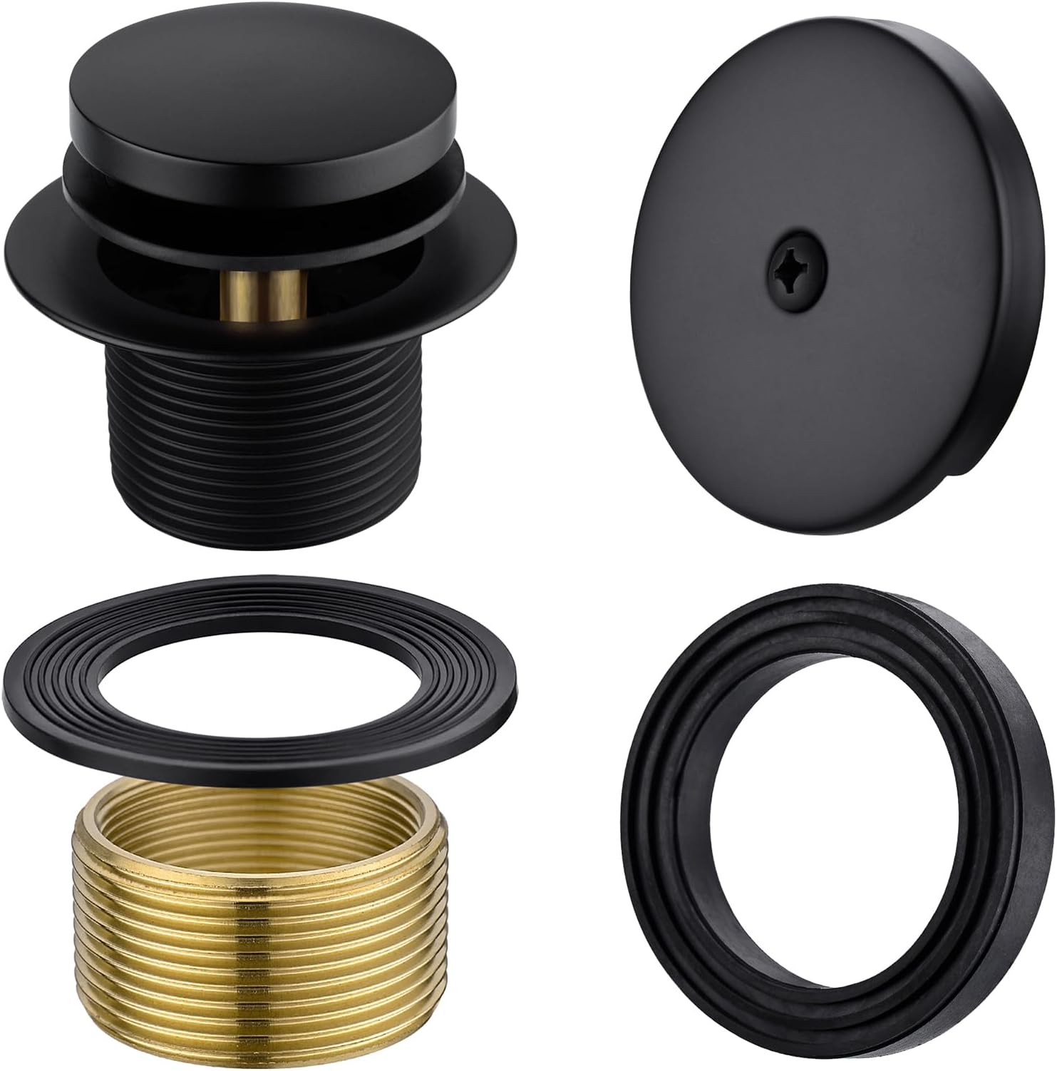 Anpean Brass Tip-Toe Tub Drain Kit, Matte Black Tub Drain and Overflow ...