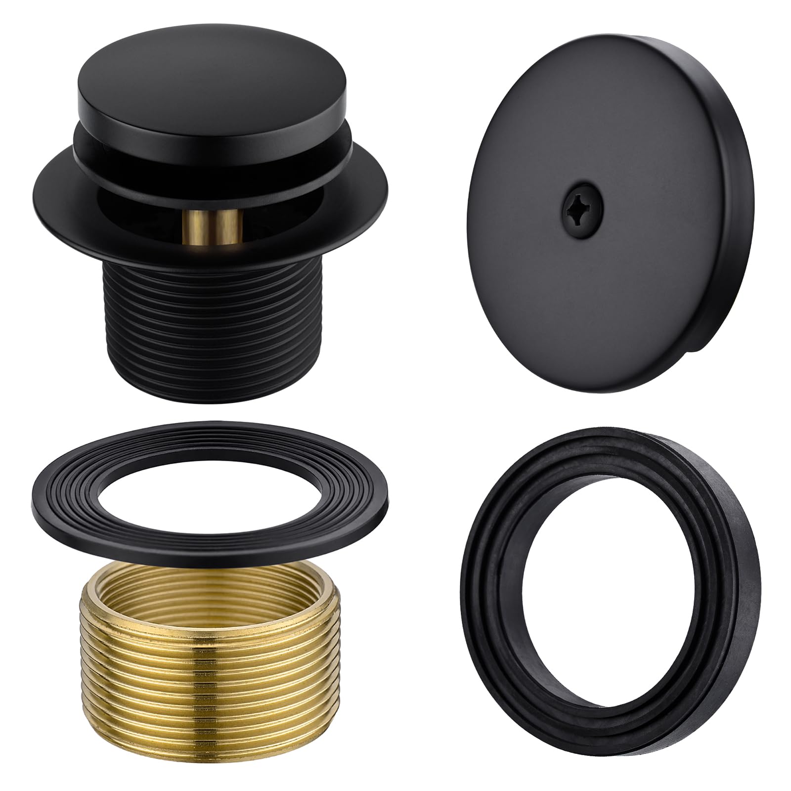 Anpean Brass Tip-Toe Tub Drain Kit, Matte Black Tub Drain and Overflow ...