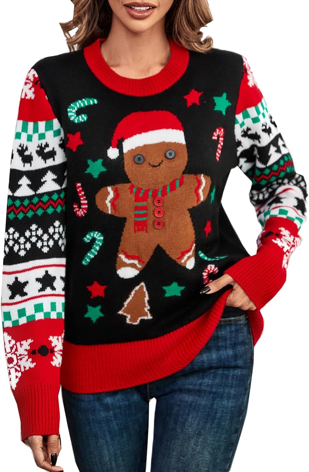 Amazon.com: LANPULUX Christmas Sweater for Women Crewneck Adorable Ugly ...