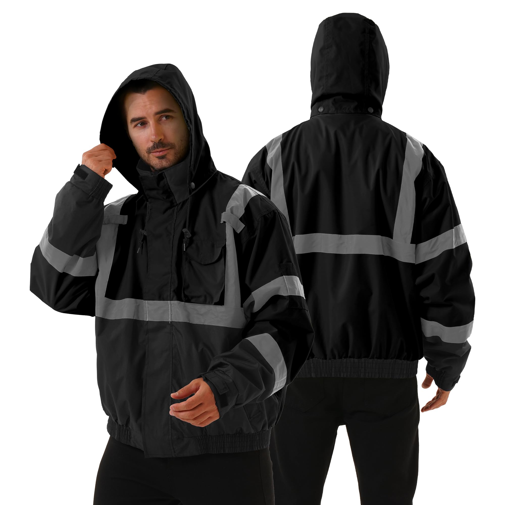 Snapklik.com : 3 In 1 Safety jacket,Reflective High Visibility Hooded ...