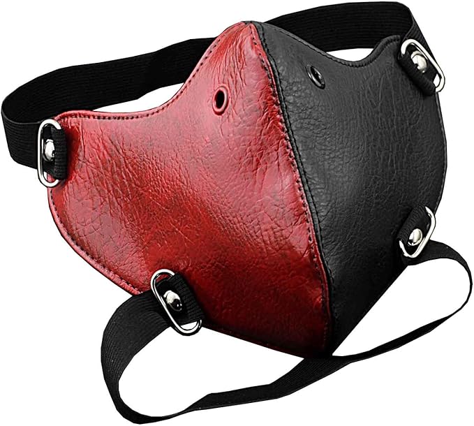 Amazon.com: Unisex Half Face Biker Rock Mask Cosplay Red & Black Punk ...