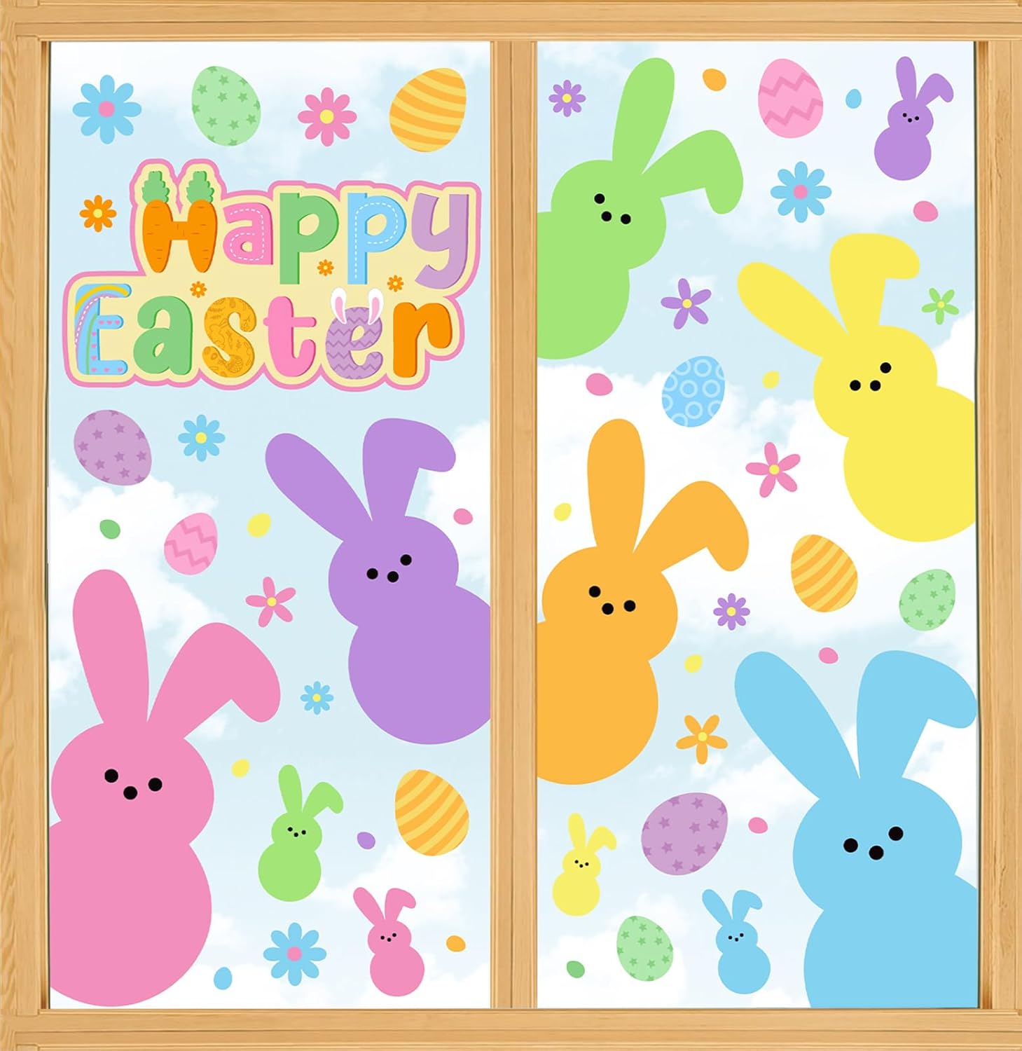 Amazon.com: JarThenaAMCS 9 Sheets Happy Easter Window Clings - Cute ...