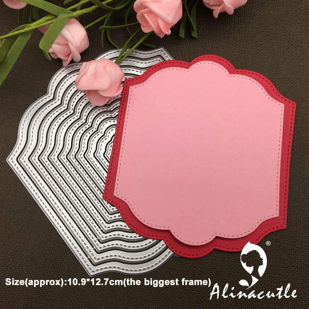 Snapklik.com : Alinacutle 11/PK-Irregular RectangleStitch Borders Nesting Frame Die Cut