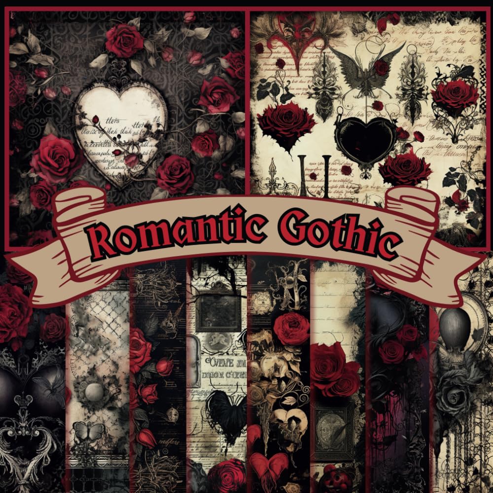 Romantic Gothic Scrapbook Paper Craft Pad: 24 Dark Vintage Designs, 24 ...