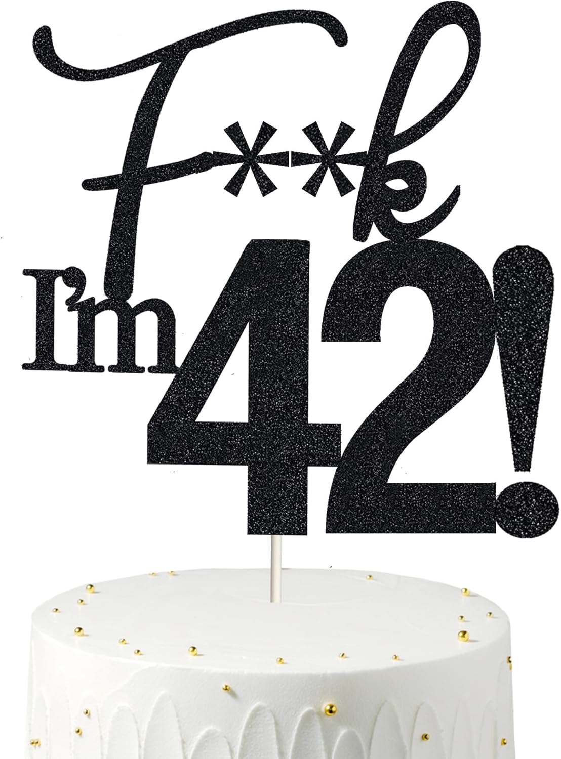 Veegood 42 Birthday Cake Toppers - Black Glitter, Funny for Men and ...