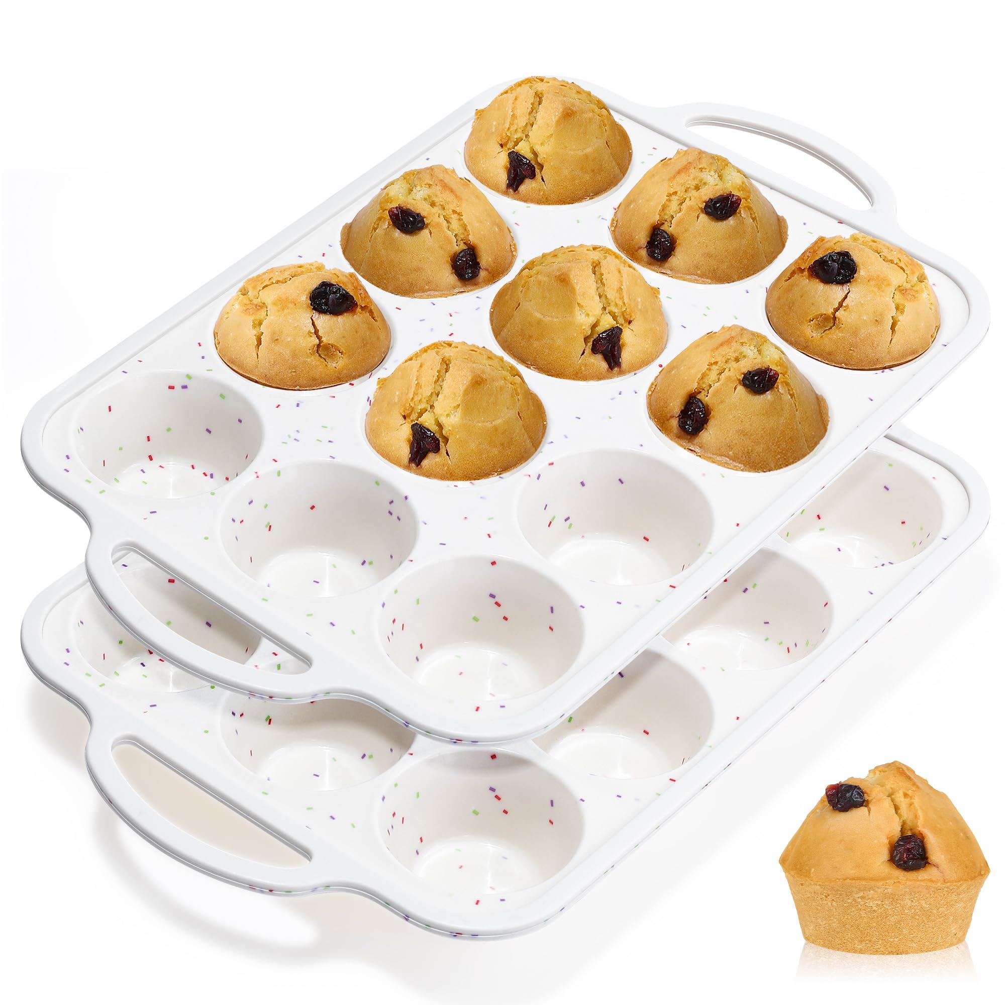Amazon.com: FUNBAKY Silicone Muffin Pans for Baking, Metal Reinforced ...