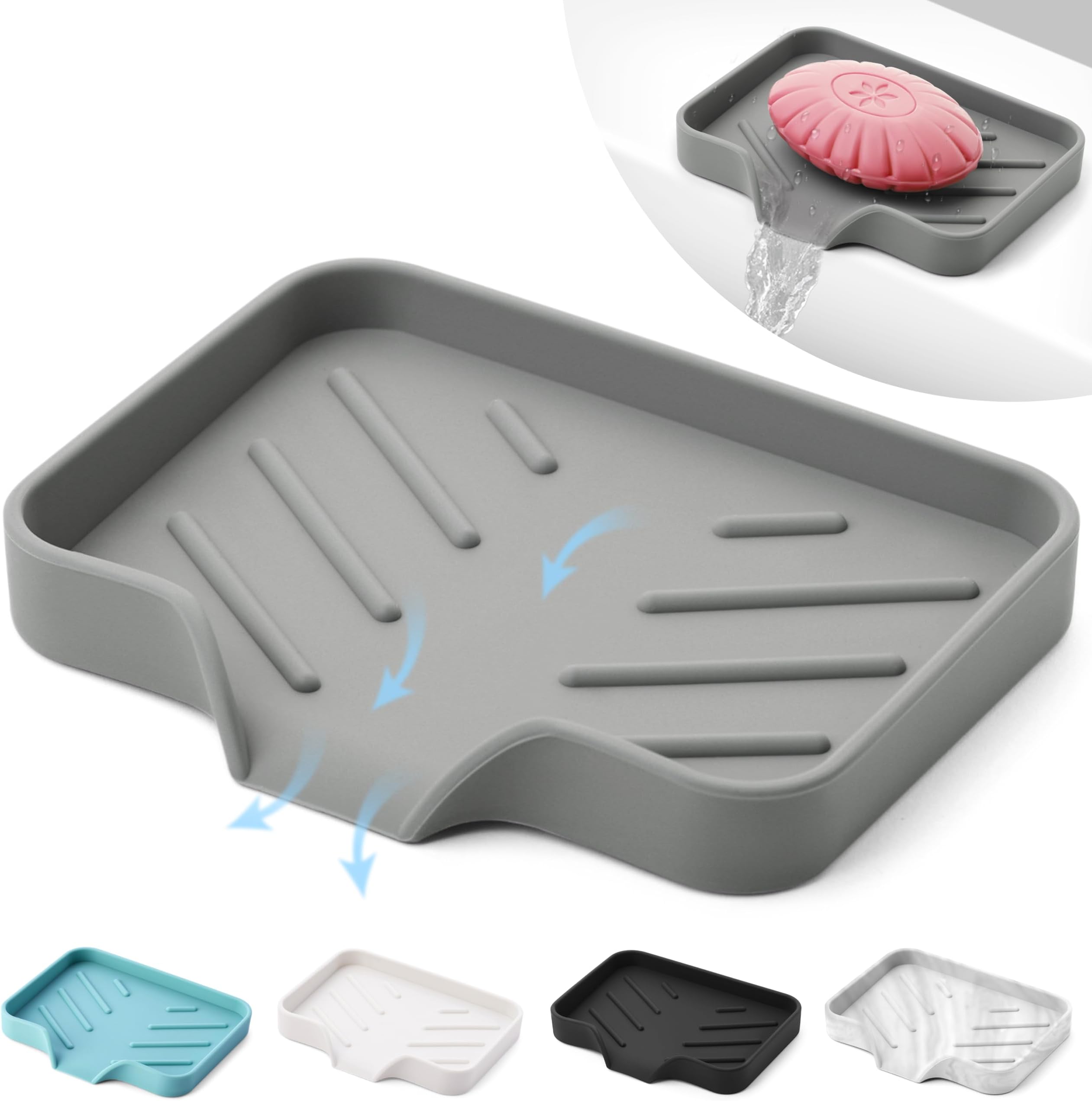 Amazon.com: Cosmos 3 Pack Gray Color Oval Shape Silicone Shower Soap ...