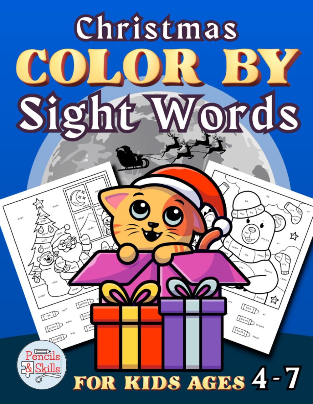 Christmas Color by Sight Words for Kids Ages 4-7: Pre-K, Kindergarten ...