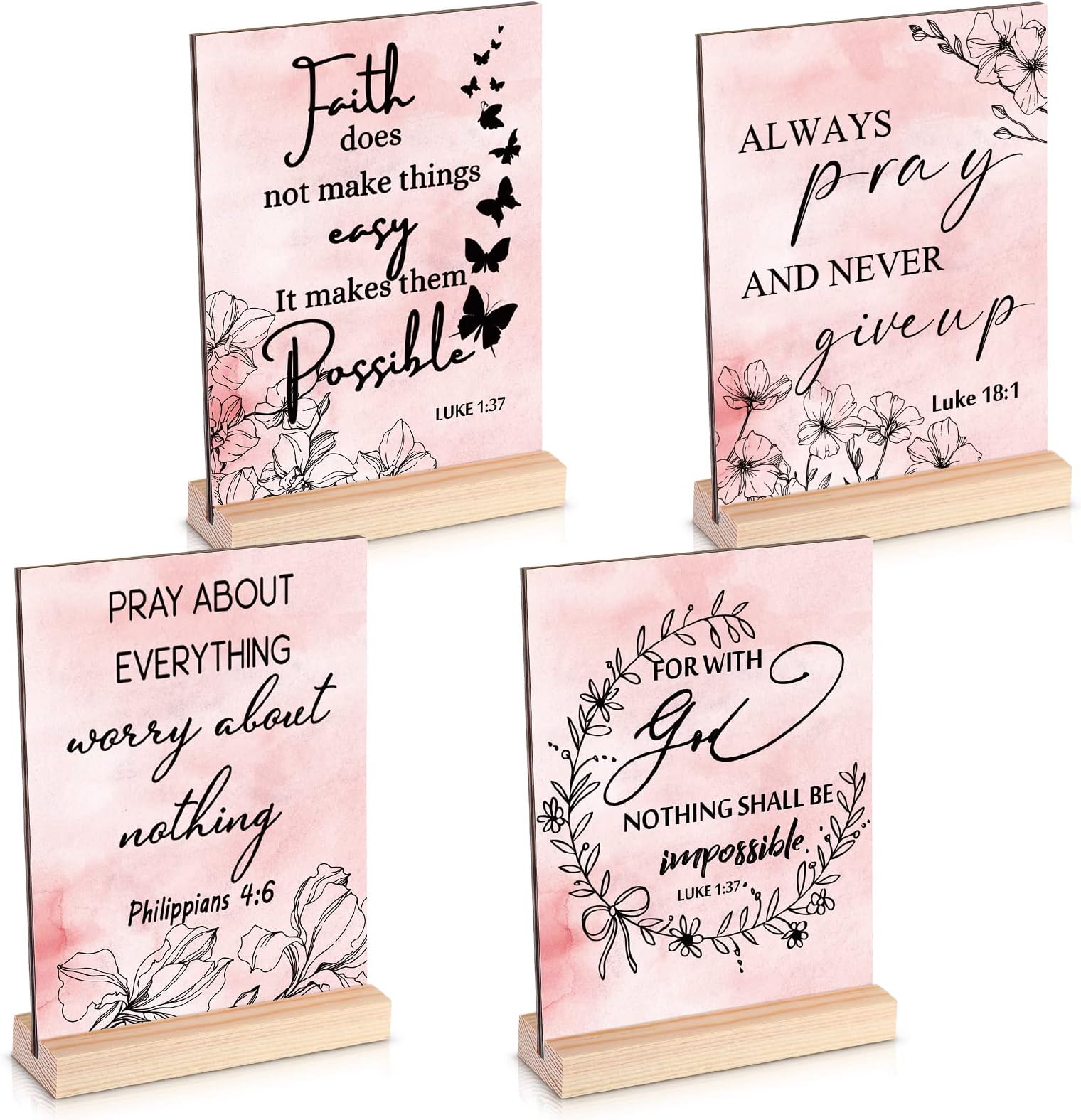Amazon.com: 4 Pieces Inspirational Quotes Desk Decor Christian Home ...