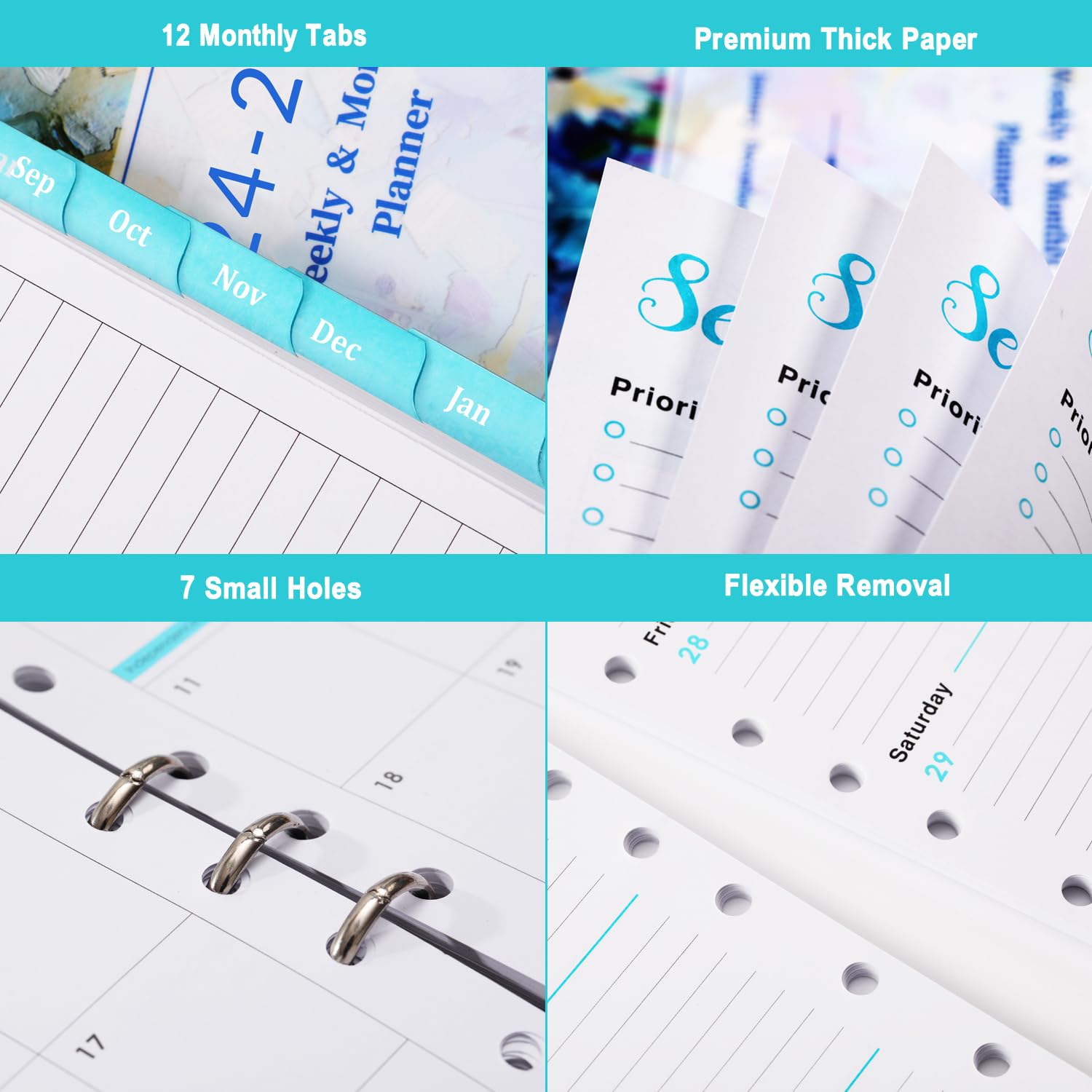Snapklik.com : 2024-2025 Planner Refills - 7 Holes Punched, Planner ...