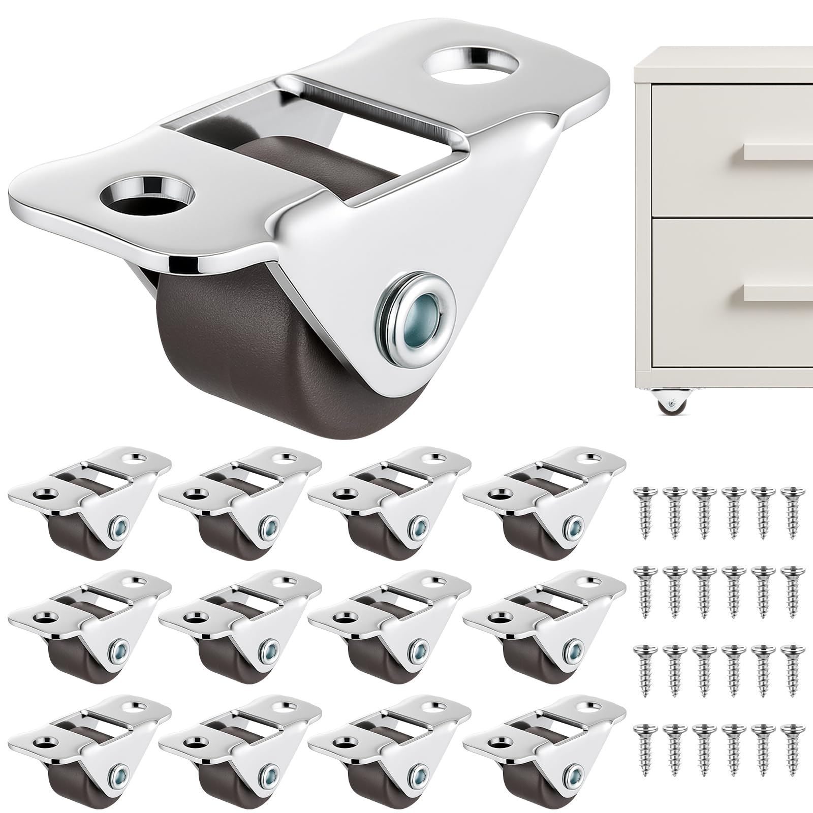 Snapklik.com : Maitys 12 Pcs 0.5" Small Casters Wheels Mini Rigid Non ...