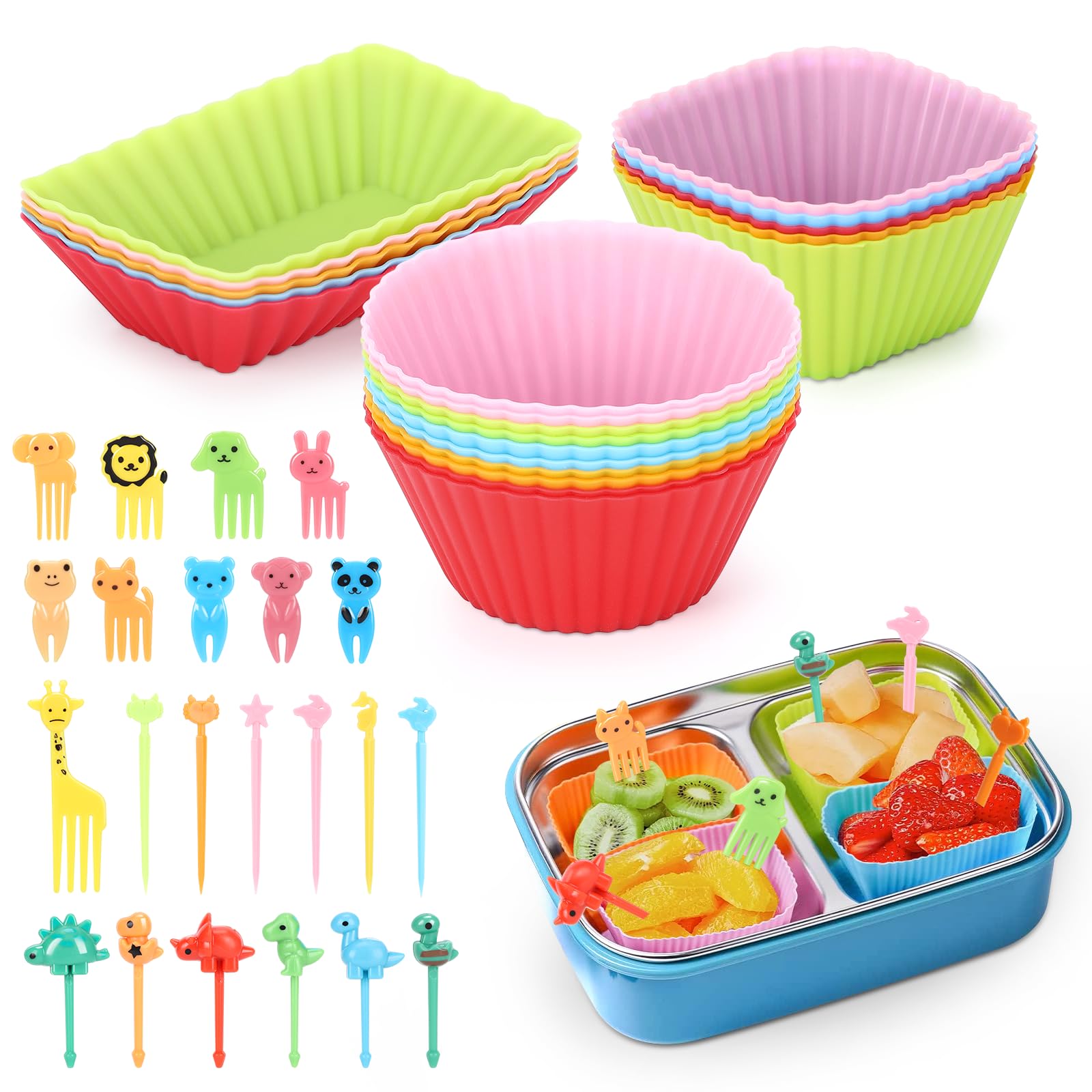 Amazon.com: Axlksia 80 Pcs Silicone Lunch Box Dividers Set, Reusable ...