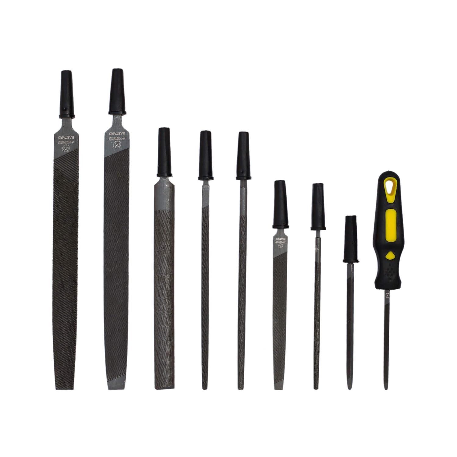 Python Steel File Tool Set Ergonomic Soft-Grip Handle & Rubber Insets 9 ...