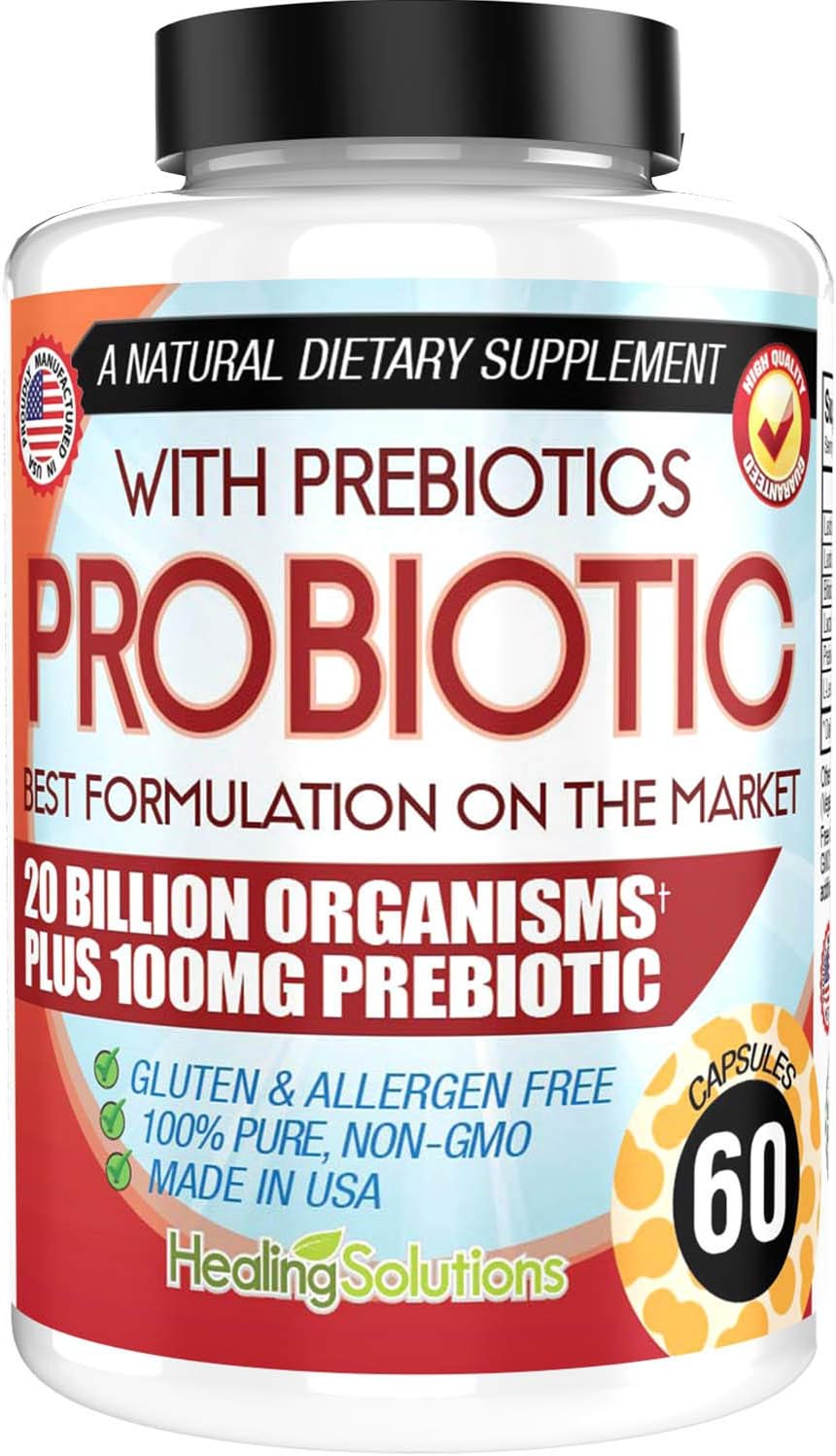 Amazon.com: Healing Solutions Probiotics 20 Billion CFU Plus 100mg ...