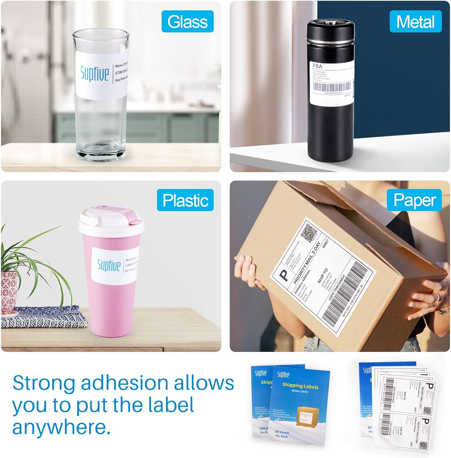 Buy Supfive Sheet Shipping Labels, Permanent Adhesive Address Labels 3 ...