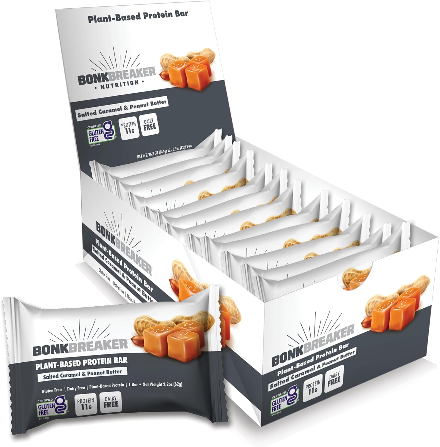 Amazon.com : Bonk Breaker Plant Based Protein Bars, Gluten Free, Dairy ...