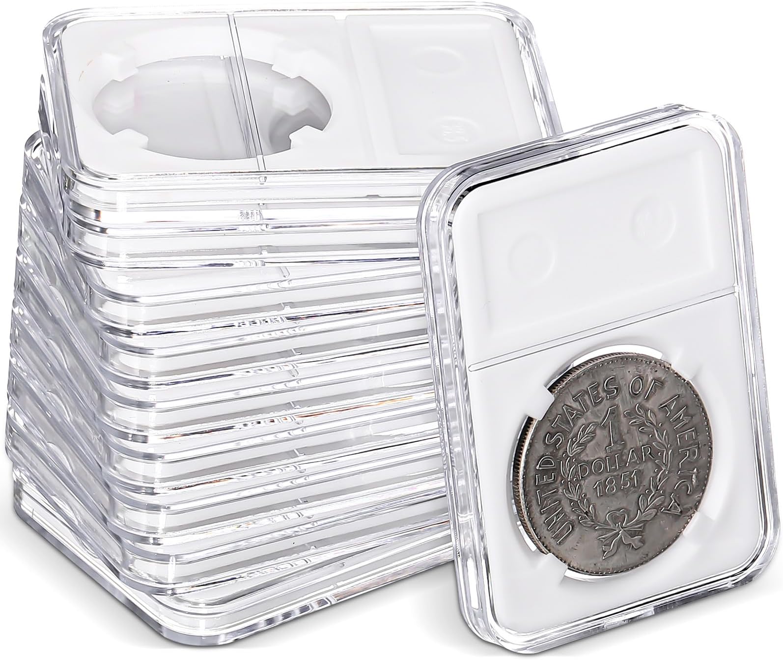 Amazon.com : Wonderjune 10 Pcs 38mm Coin Slab Display Holder Storage ...