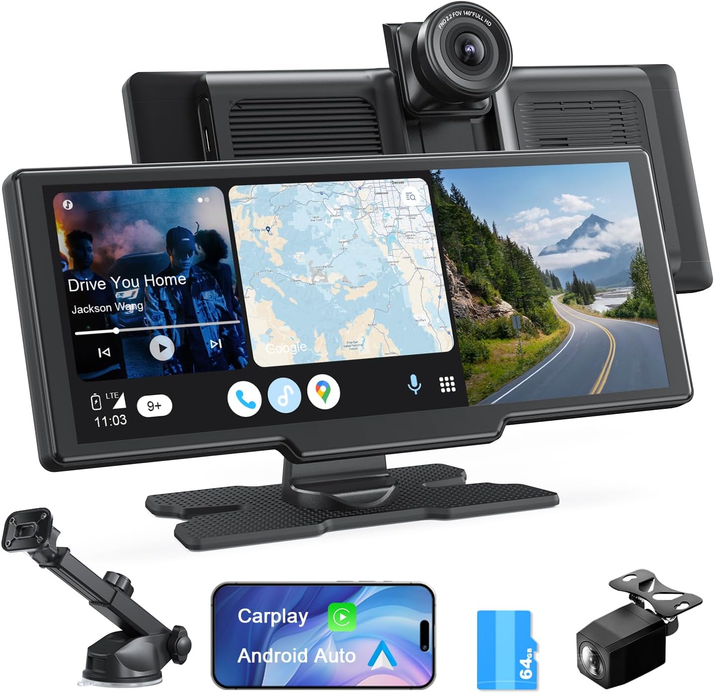 Amazon.com: Volam Apple Carplay Screen for Car, Portable Car Screen ...