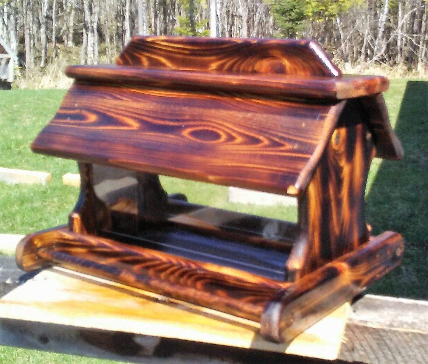 Amazon.com: Very Large Cedar Wood Post Mount Bird Feeder : Patio, Lawn ...