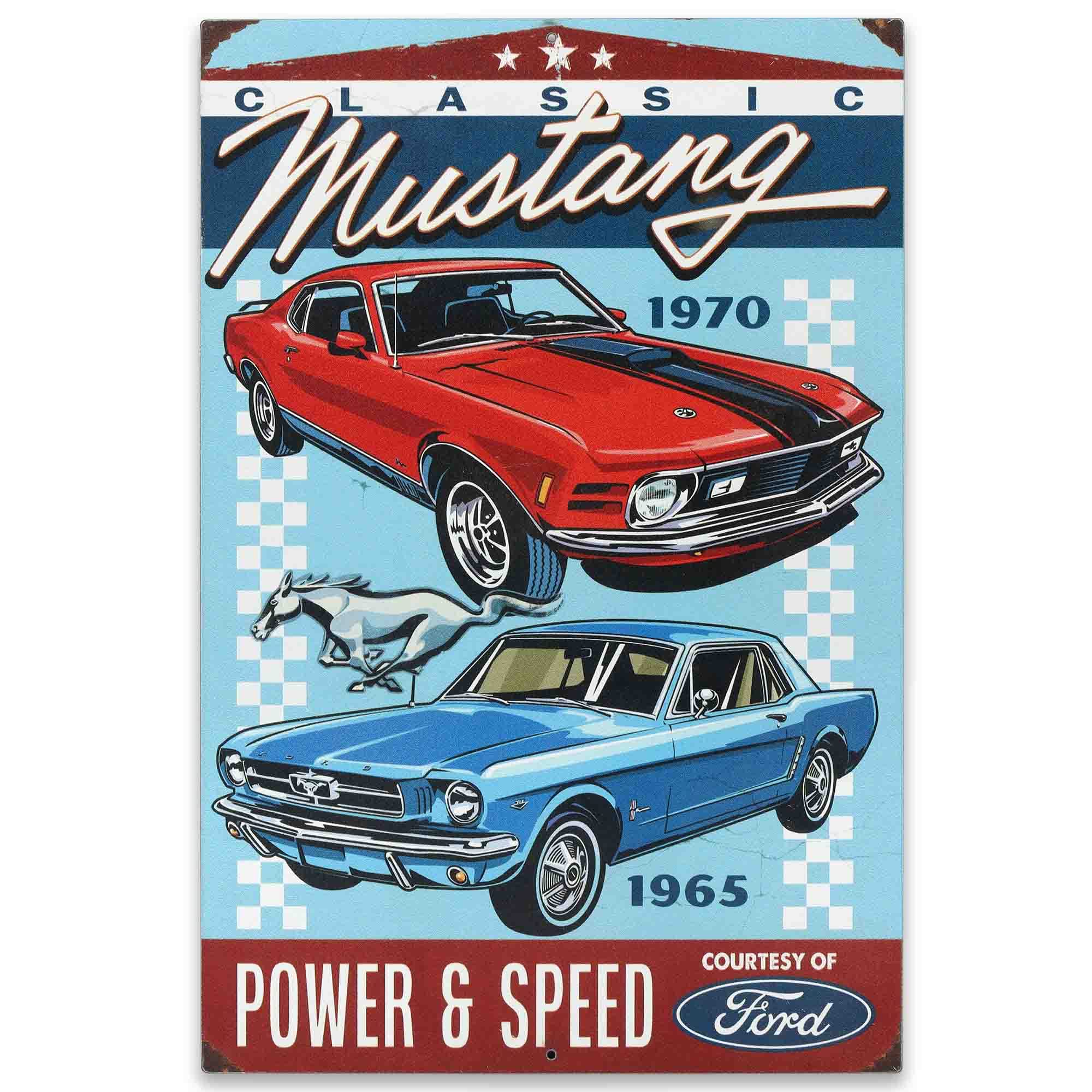 Amazon.com: Open Road Brands Ford Mustang Classic Power and Speed Metal ...