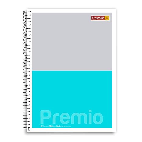Camlin Premio 64 GSM Spiral 5 Subject Single Line 300 pages Notebook ...
