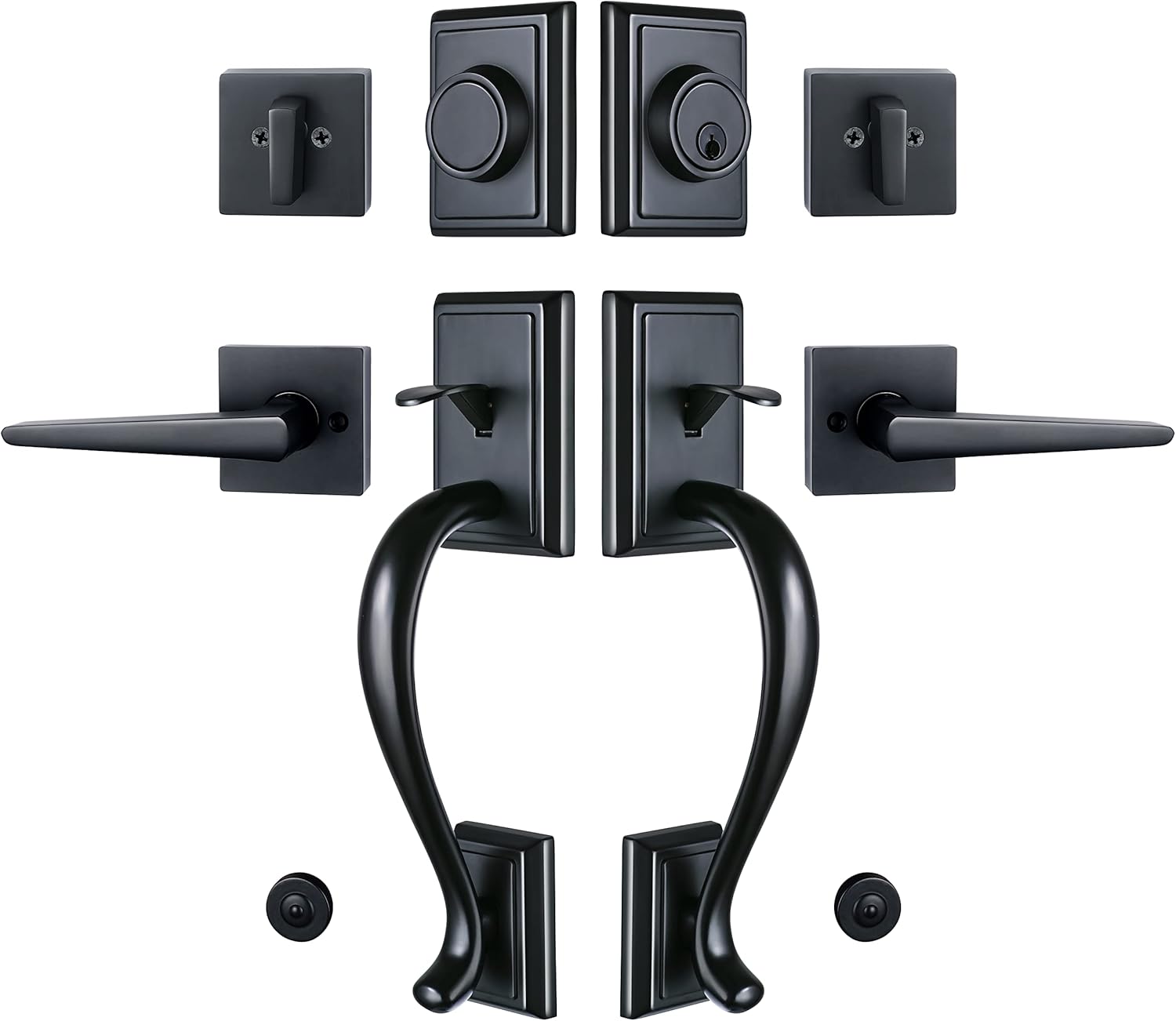 NB_Hardware Front Double Door Handle Lock Set in Matt Black for ...