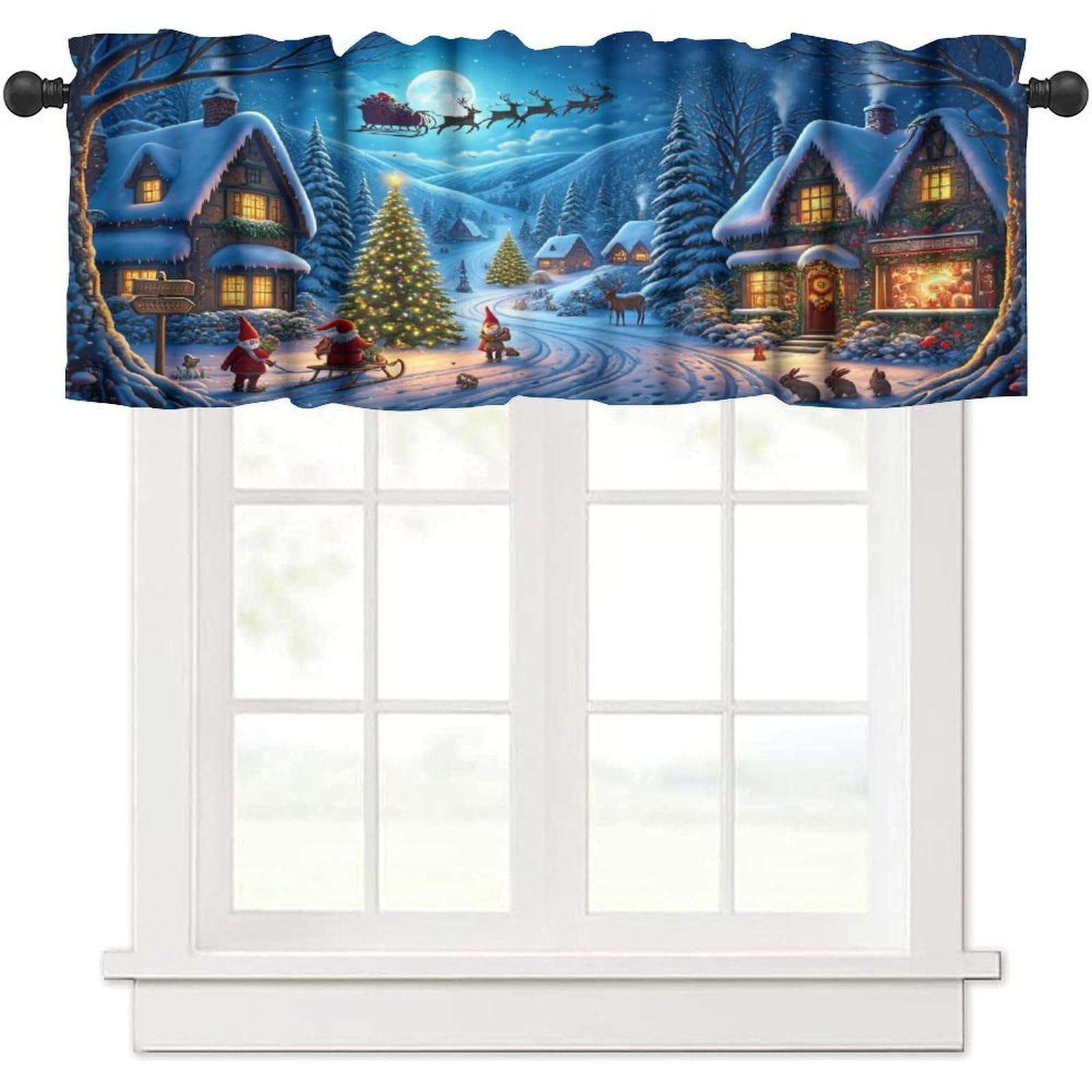 Amazon.com: FengMingRui Christmas Valances Curtains Santa Claus Xmas ...