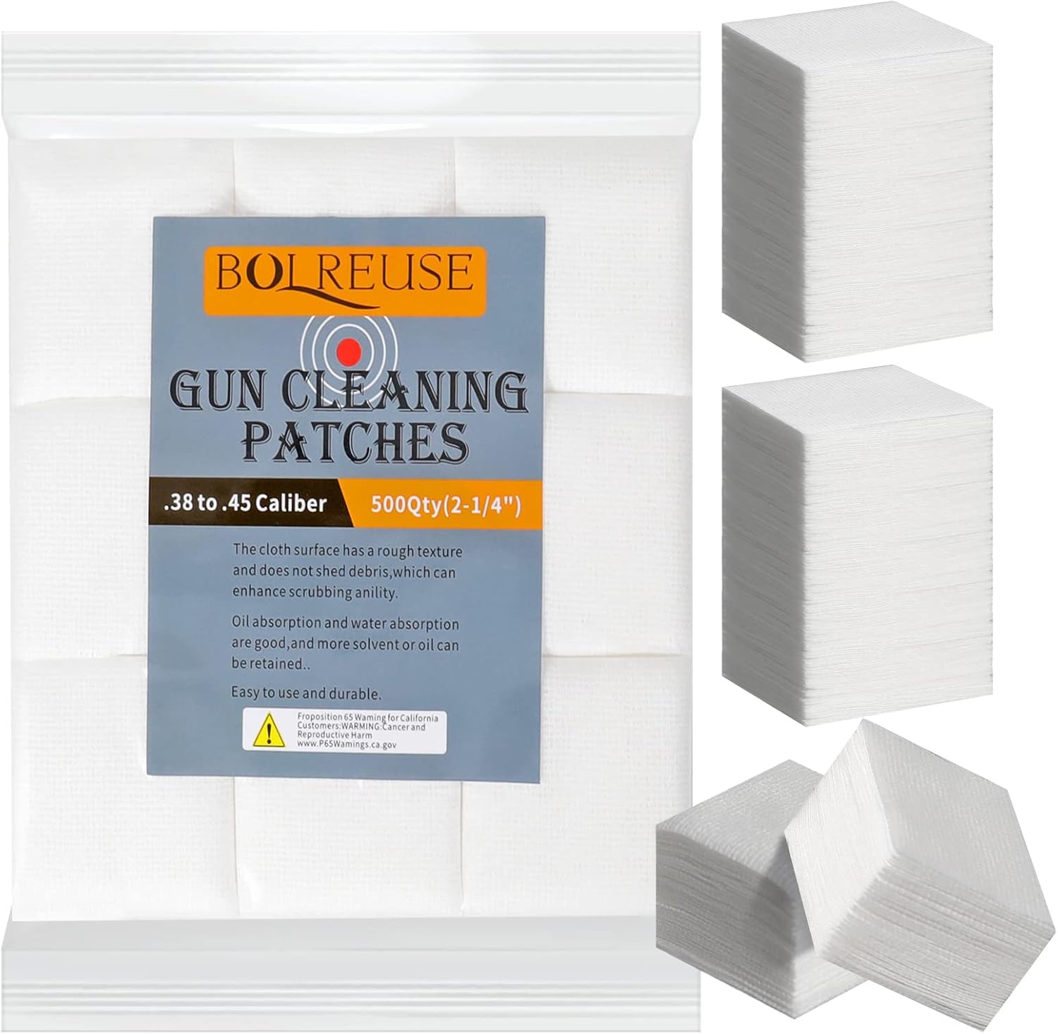 Amazon.com : 500Pcs Shotgun and Large Caliber Rifle Cleaning Patches ...