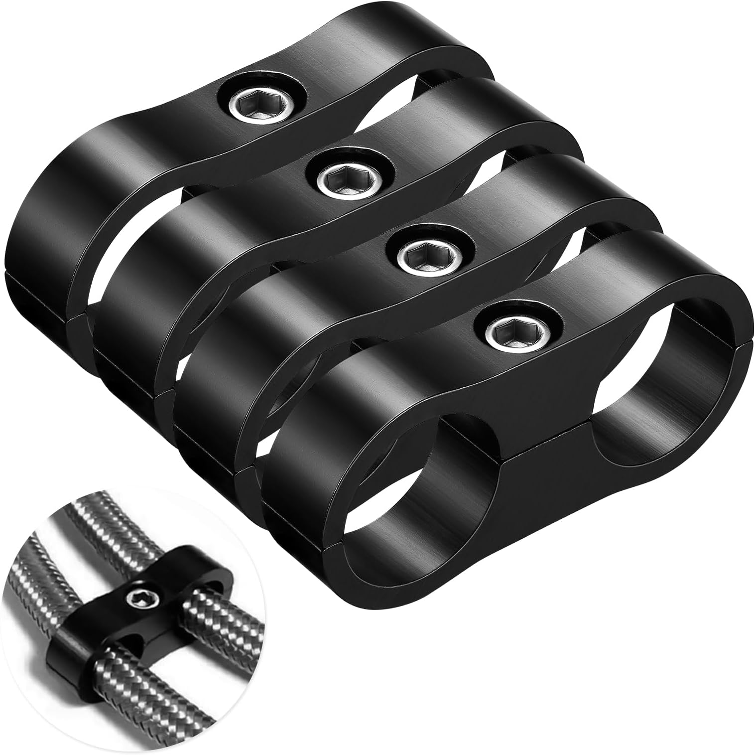 Black Double Port Pipe Clamps Clips, Hdtyyln 10pcs Plastic Double Line ...