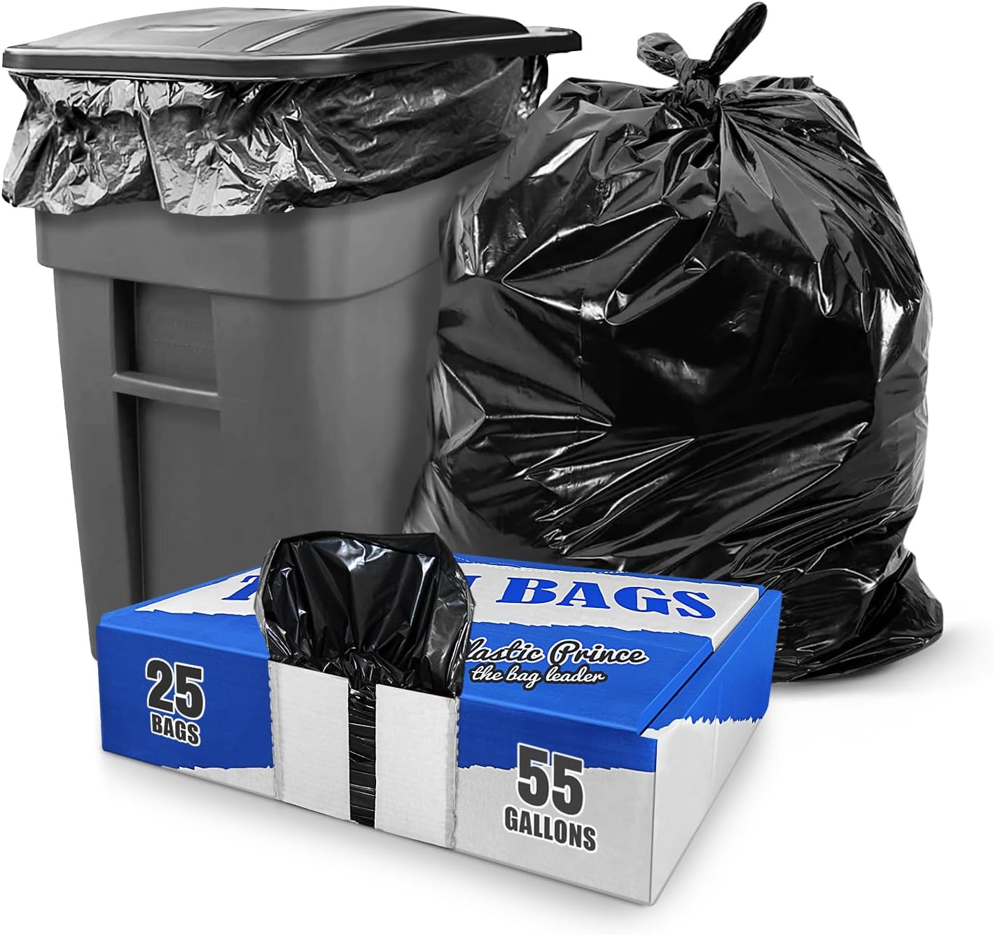 Amazon.com: (25 Pack) 55-60 Gallon Trash Bags, 2 Mil Heavy Duty, Fit ...