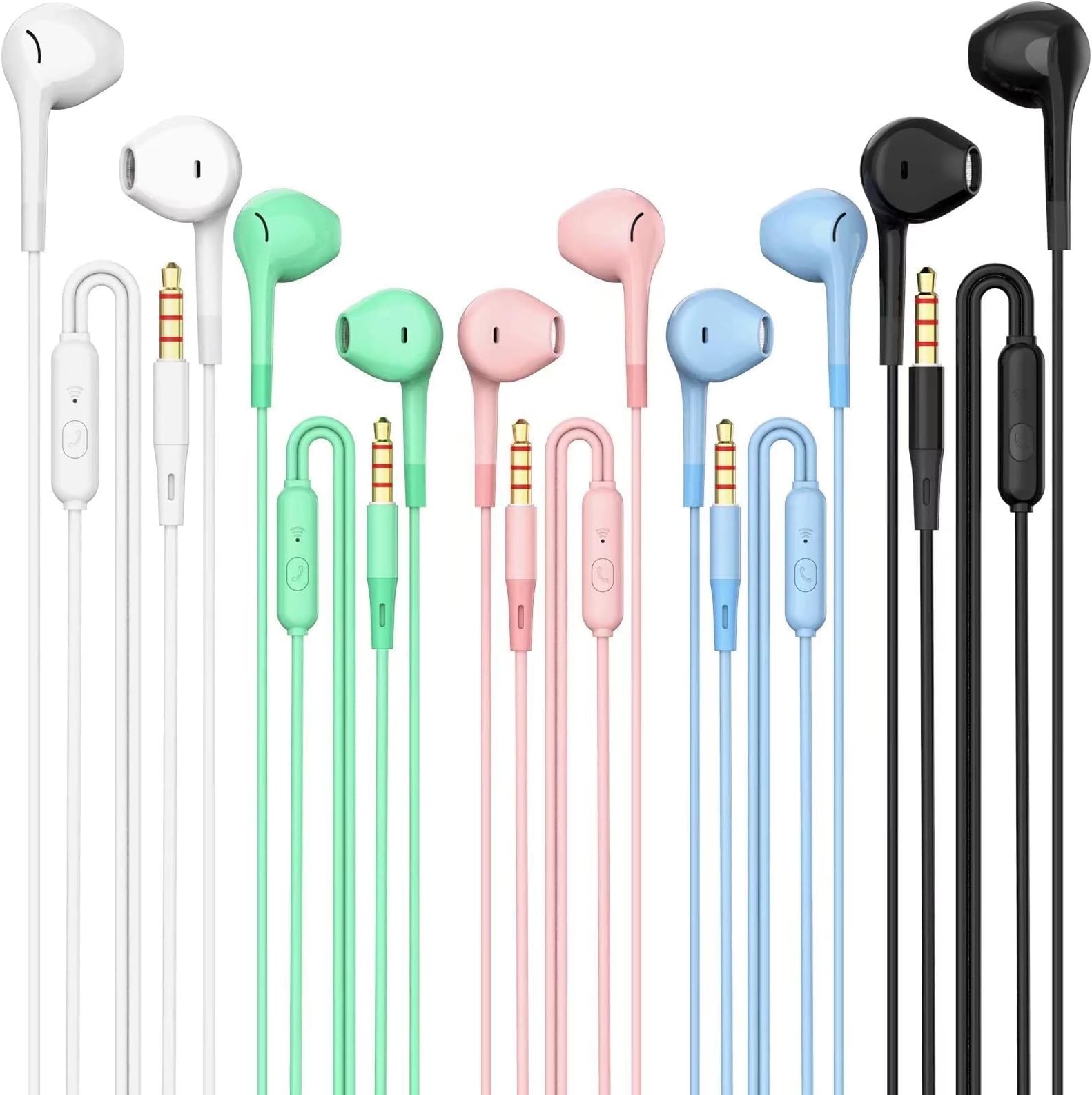 Amazon.com: Earbuds Headphones 5 in One Pack, Wired Earbud with Heavy ...