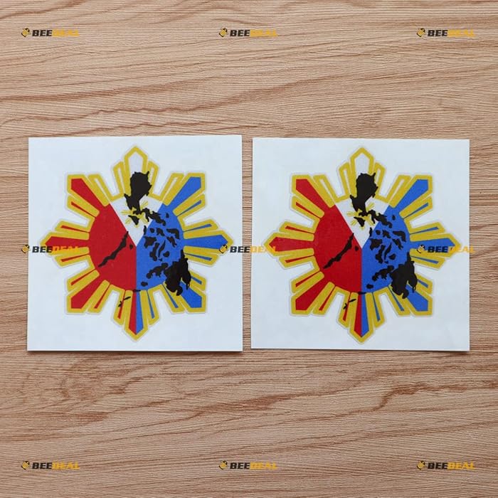 Buy 2 Pack Reflective, 4 Inches - Philippines Flag Map Outline Eight ...