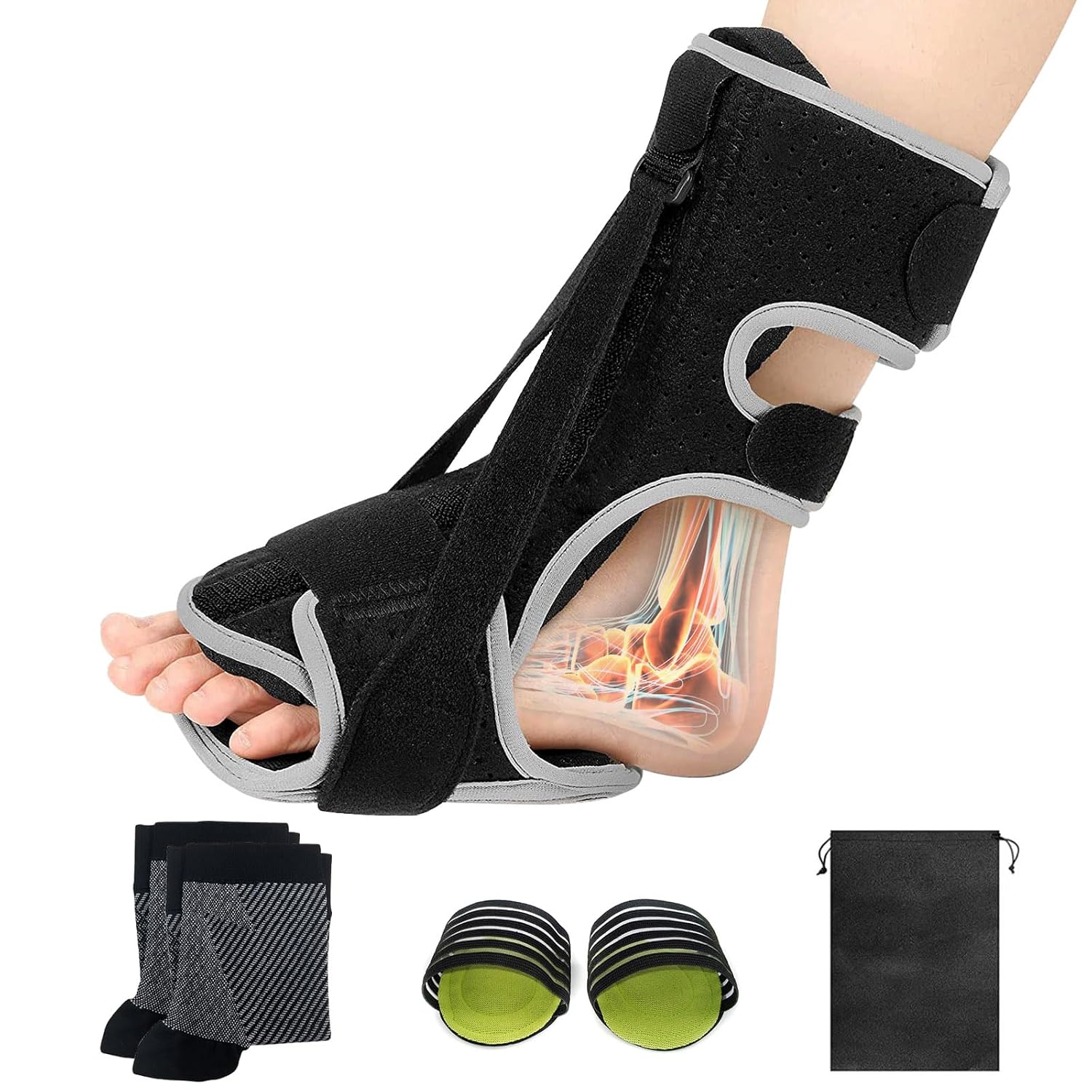Amazon.com: Pteria Plantar Fasciitis Night Splint, Adjustable Plantar ...