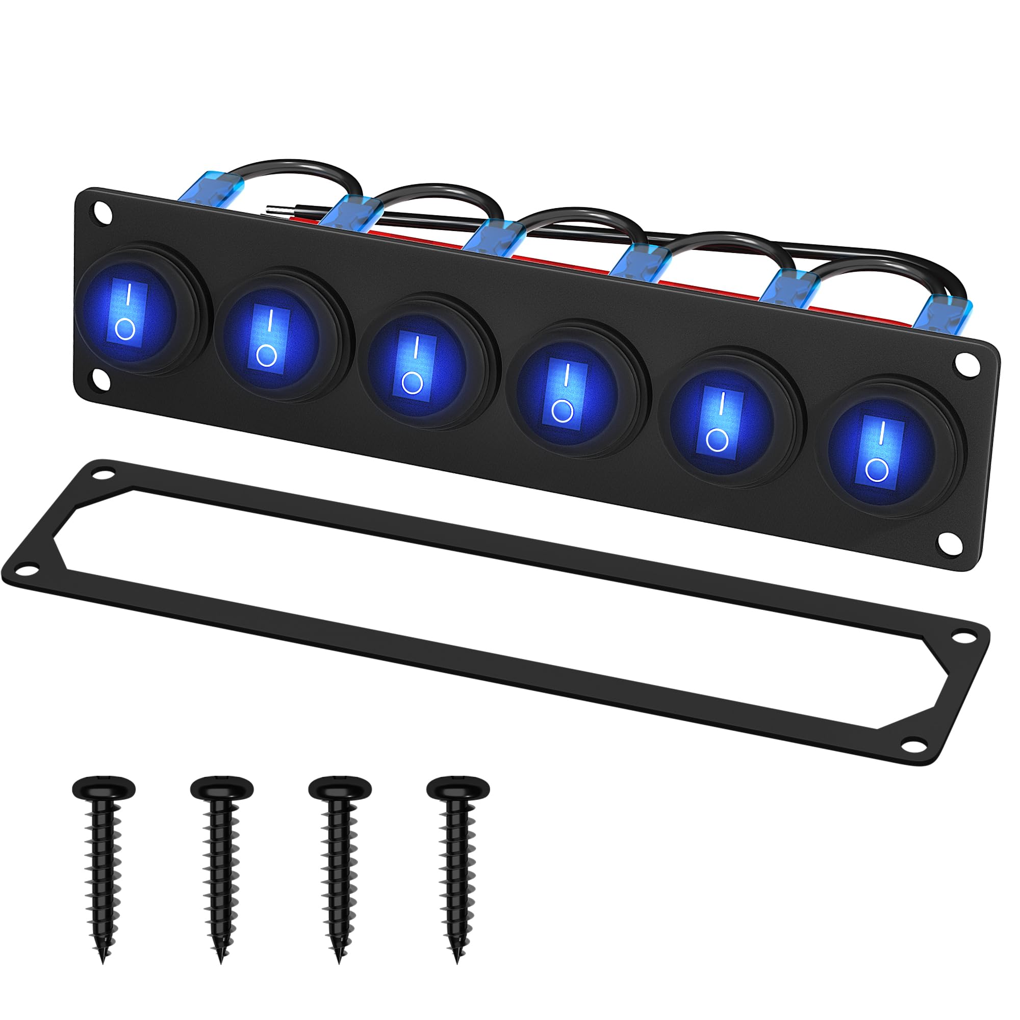 Snapklik.com : 6 Gang Waterproof Rocker Switch Panel 12V 20A Marine ...