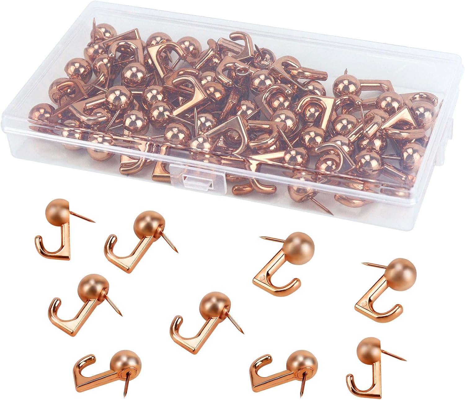 Amazon.com: 50 Pcs Push Pins with Hooks, Plastic Heads Pin Tacks Wall ...