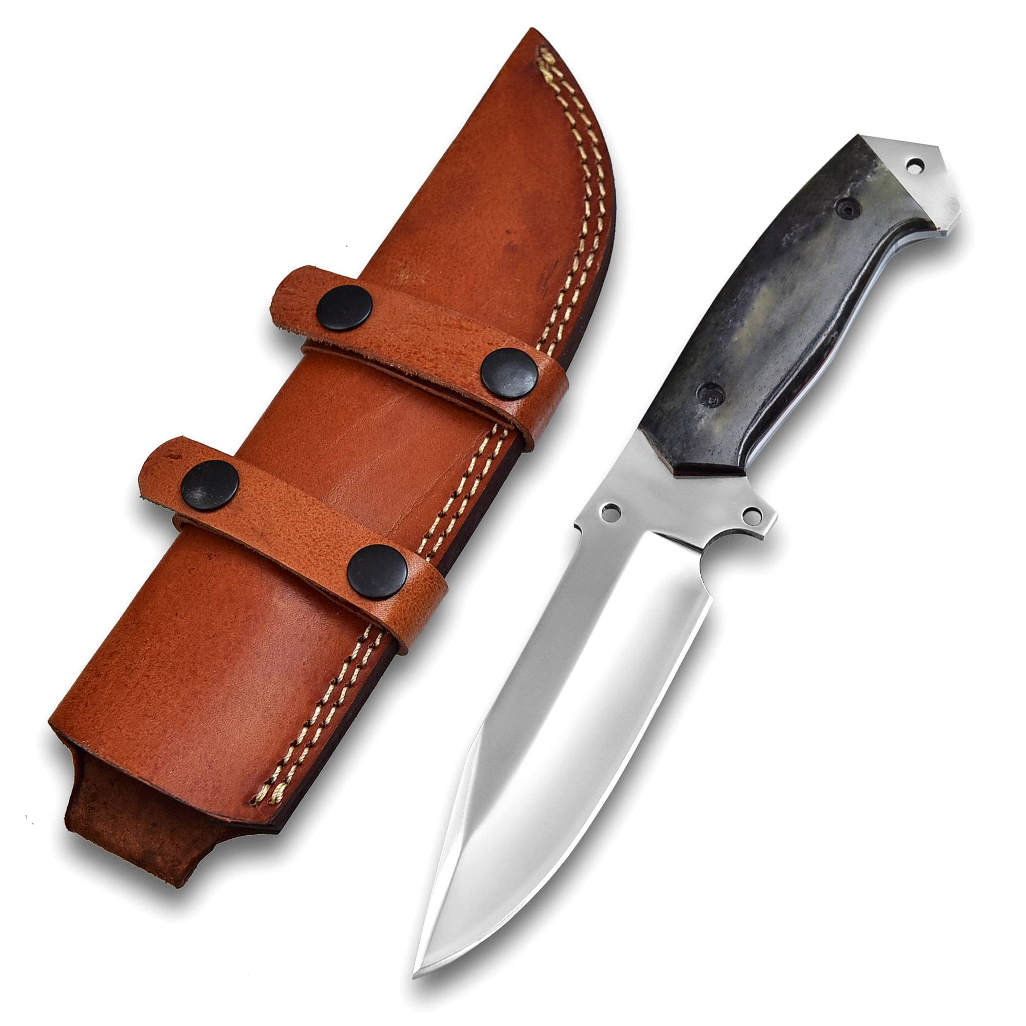 Custom Handmade Hunting Knife With Sheath, Steel Full Tang Fixed Blade ...