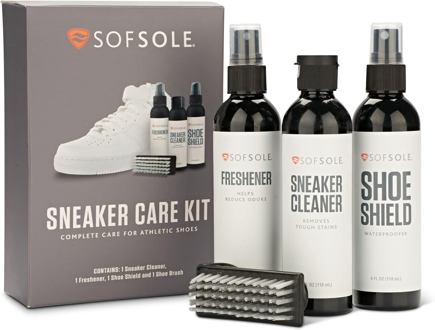 Amazon.com: Sof Sole Sneaker Care Kit with Cleaner, Freshener, Shoe Shield and Scrub Brush ...