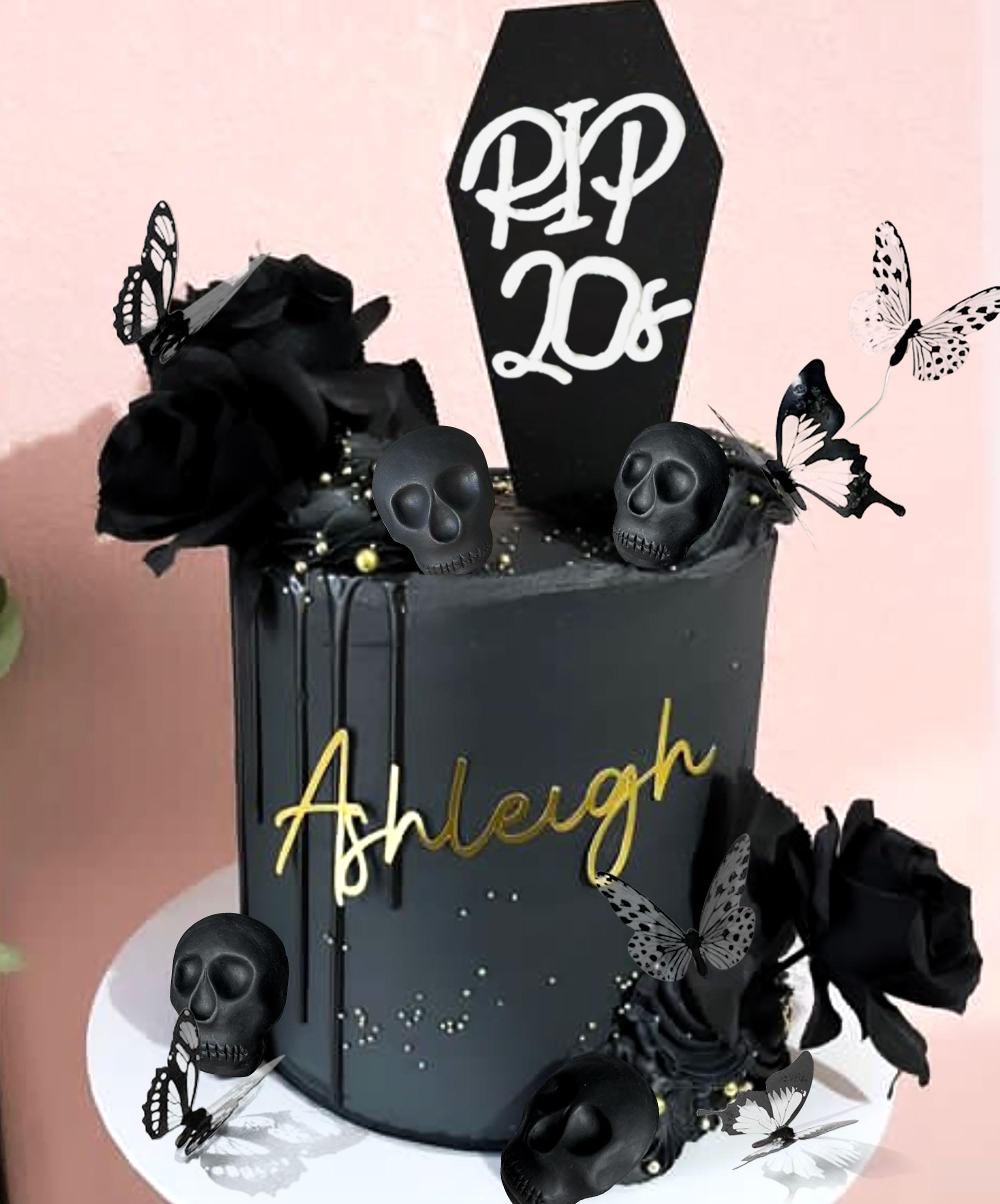 Amazon.com: JeVenis 20 PCS Rip to my 20s Cake Topper Gothic Birthday ...