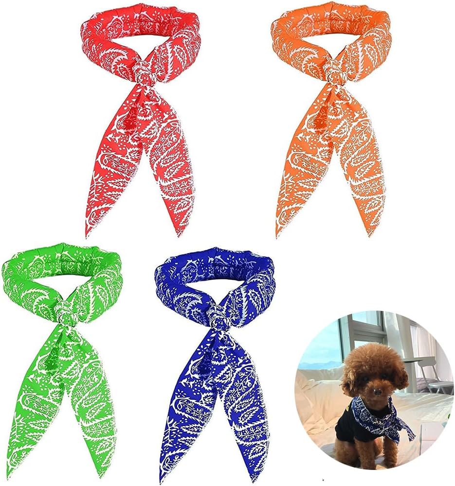 4 Pcs Ice Cool Scarf Portable Cooling Scarf Neck Wrap Soft Dog Cooling ...