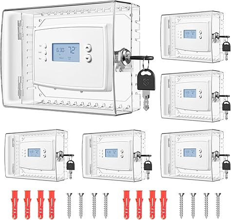 6 PCS Thermostat Lock Box with Key, Large Thermostat Cover with Lock ...