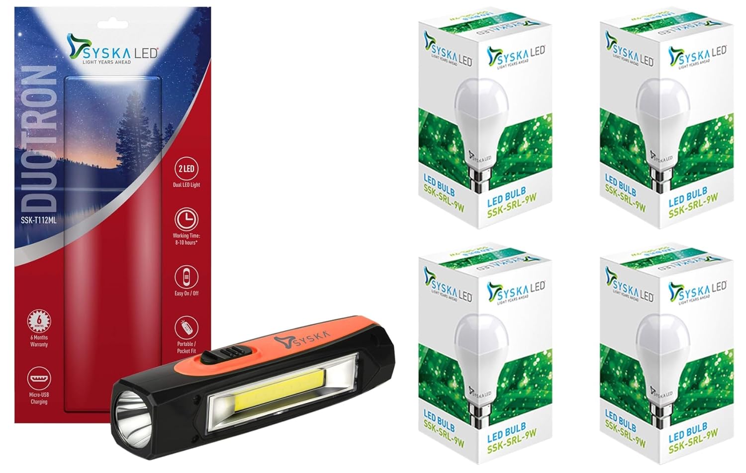 Buy SYSKA SRL 9W B22 Led Bulb (Cool Day Light Bulb, Pack Of 4, B22D ...